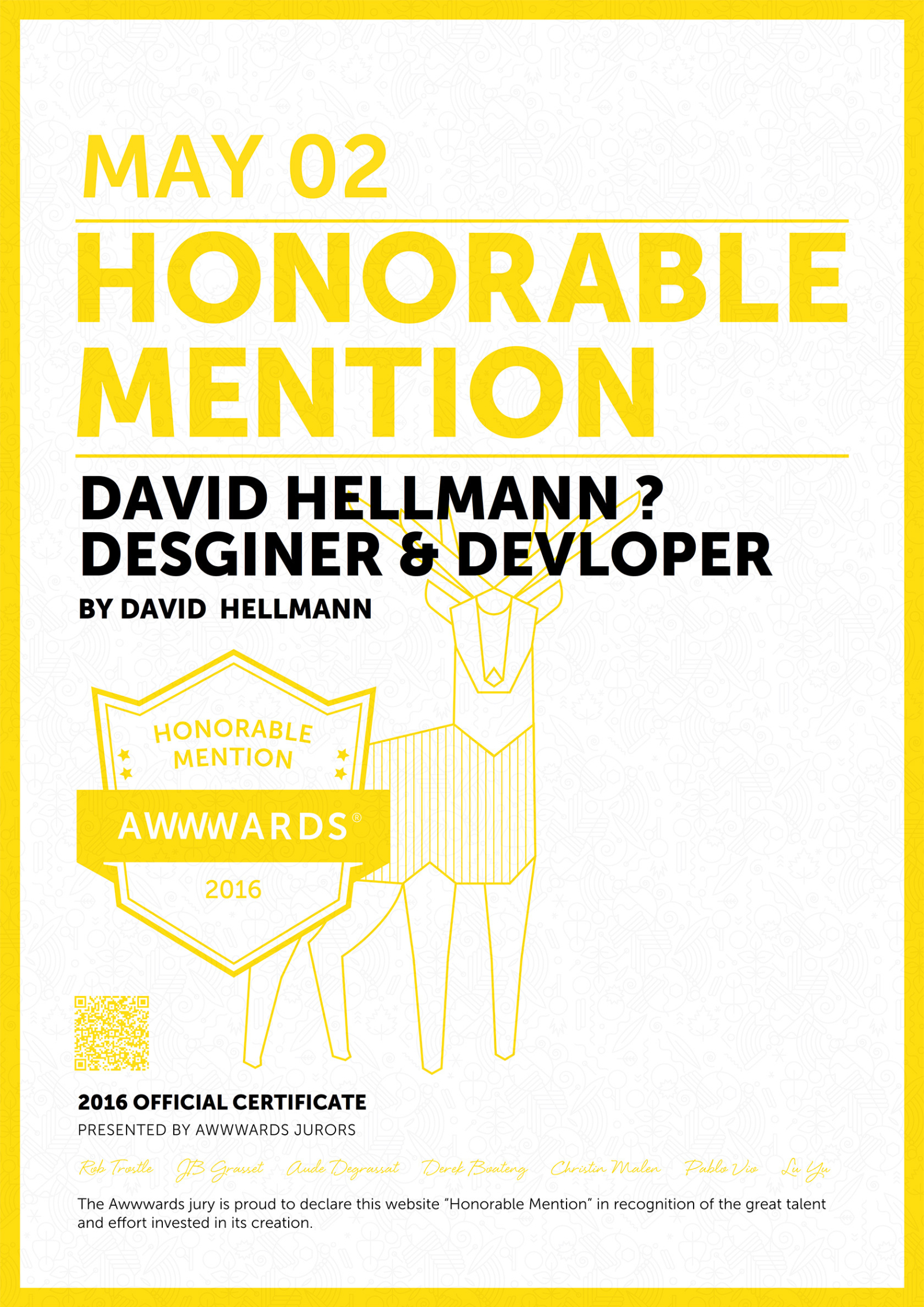 AWWWARDS — Honorable Mention | David Hellmann — Digital Designer & Developer